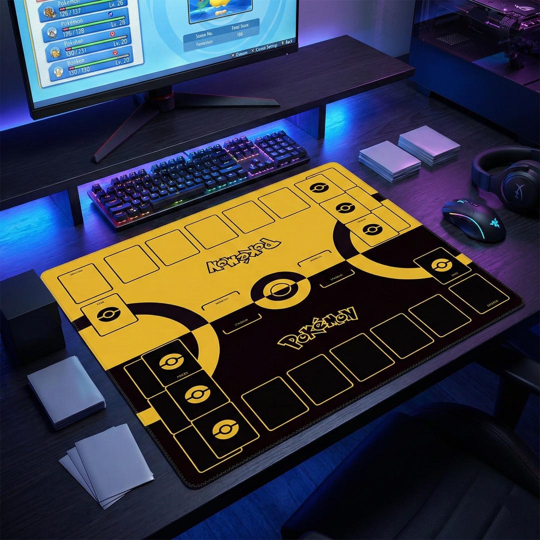 Two Player Pokemon Playmat | Duo TCG PTC Battle Mat | Double Field ...