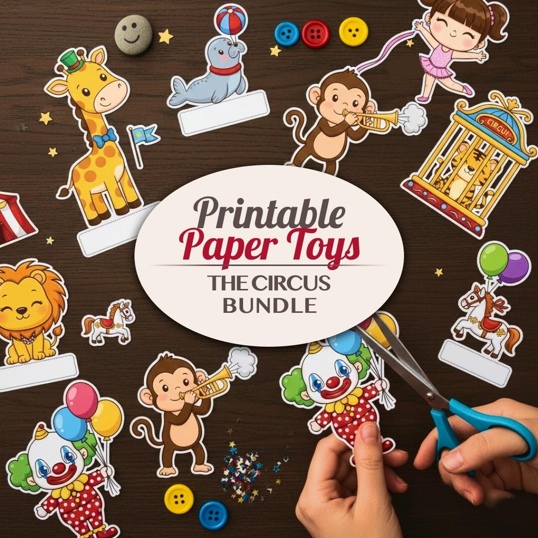 Circus Printable Paper Toys Activity Bundle for Kids - Toddlers Quiet ...