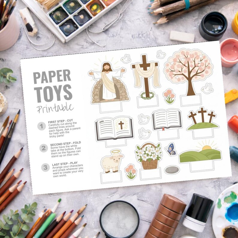 Christian Easter Printable Cut Outs | Paper Toy Craft Activity Kit ...