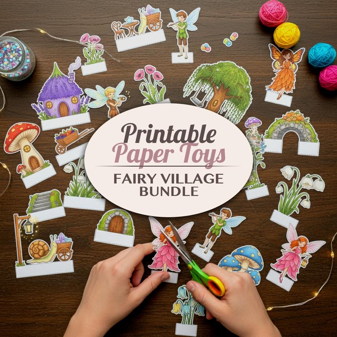 Printable Fairy Village Paper Toy Cut Outs | Kids Craft Activity Kit ...