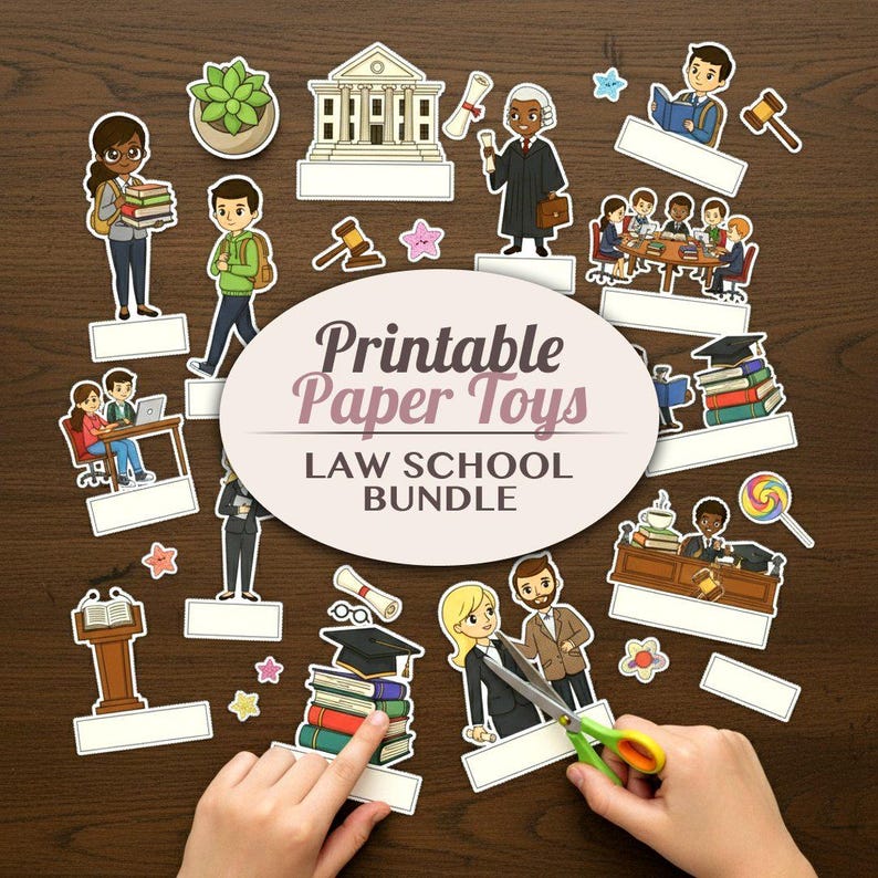 Law School Printable Paper Toy Kit | Attorney & Judge Cutouts Craft ...