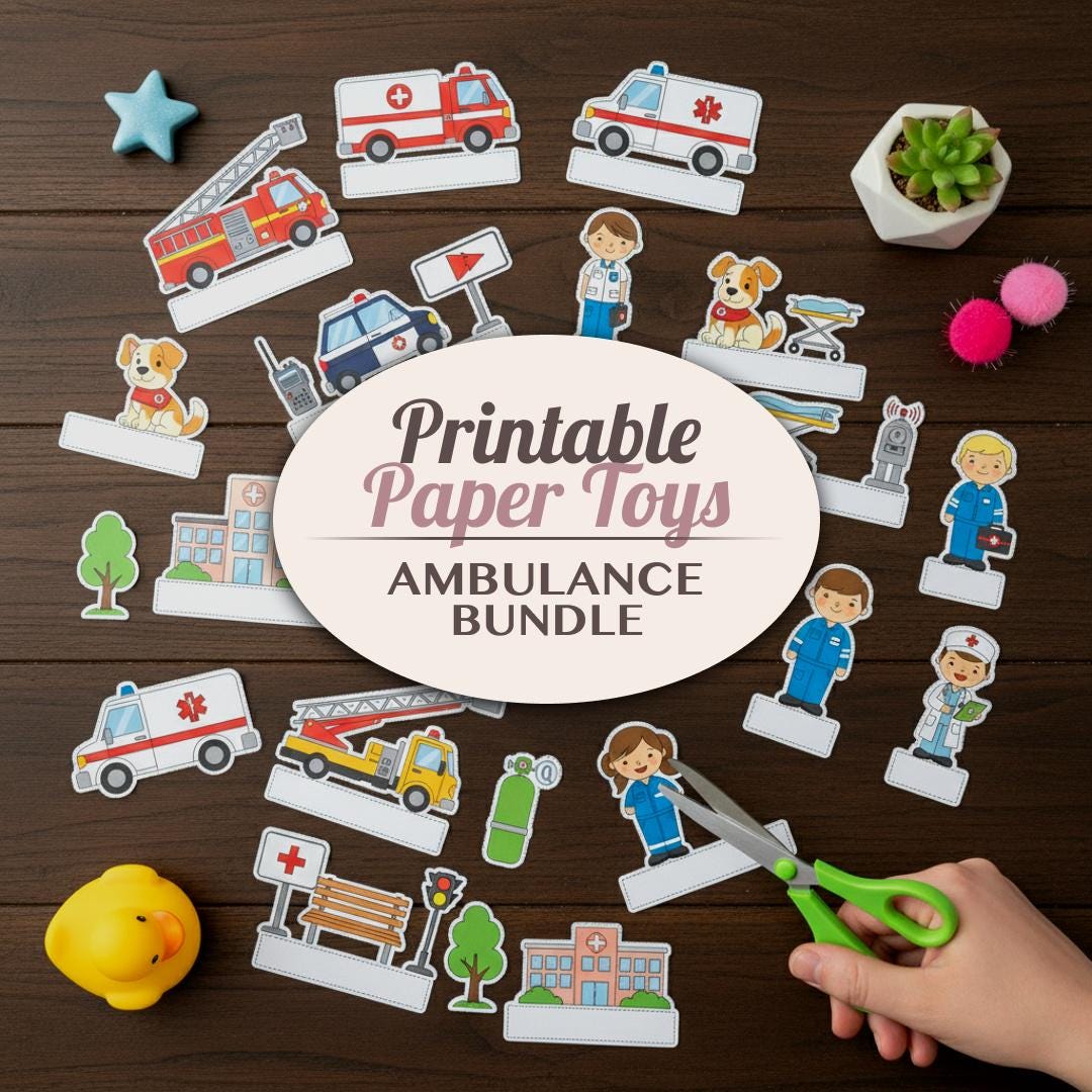 Ambulance Rescue Vehicle Printable Paper Toy Cut Out Kit | Kids Craft ...