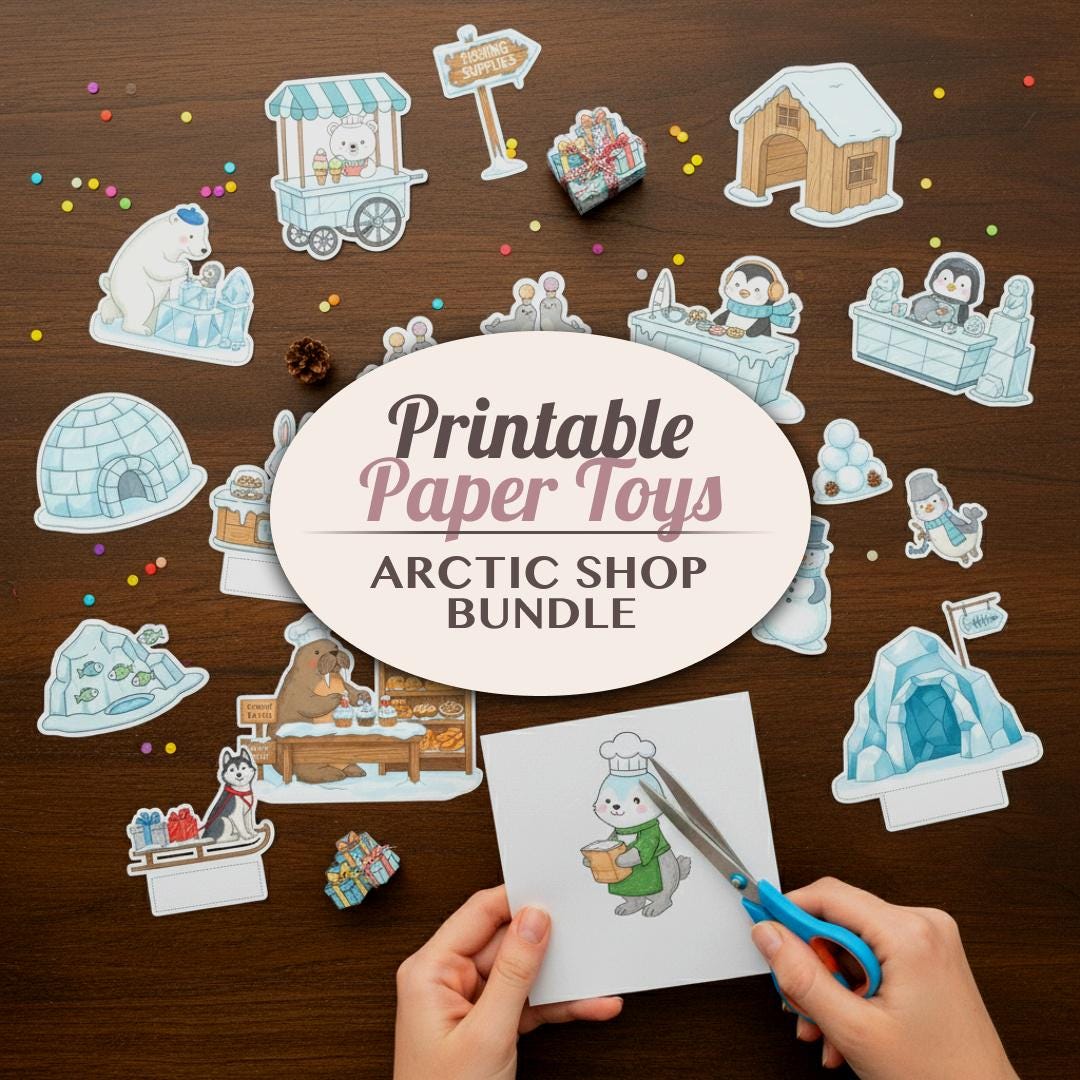 Printable Arctic Animals Paper Toy Bundle | Winter Craft Activity Cut ...