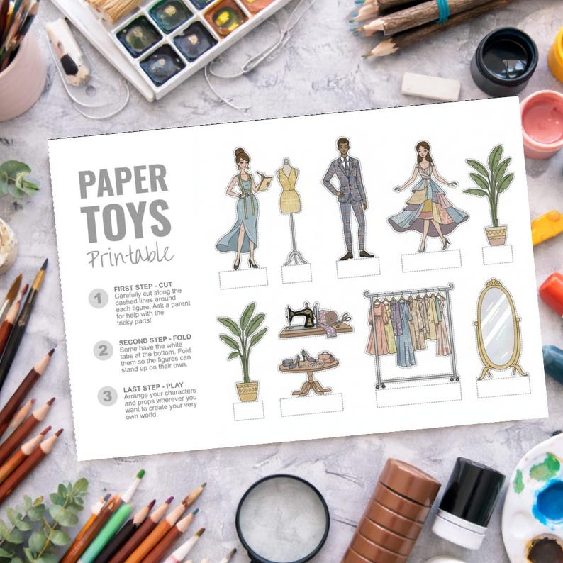 Printable Fashion House Diorama Kit | Paper Craft Activity Bundle | Cut ...