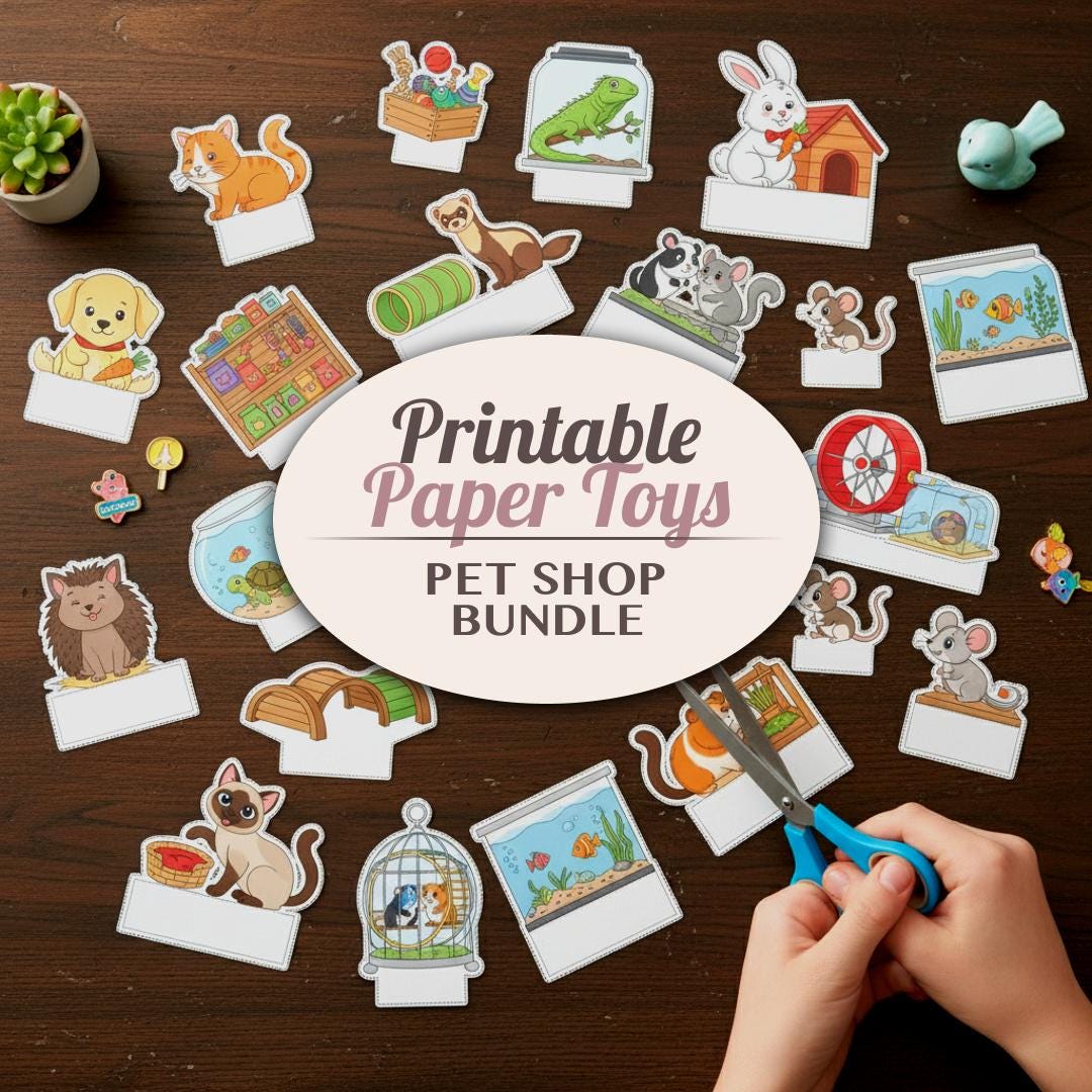Pet Shop Printable Paper Toy Bundle | Craft Activity Cut Outs Diorama ...