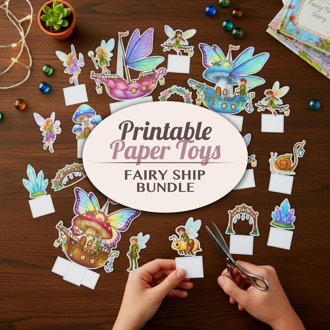 Fairy Ship Printable Paper Toy Cut Out - Fantasy Craft Activity Diorama ...