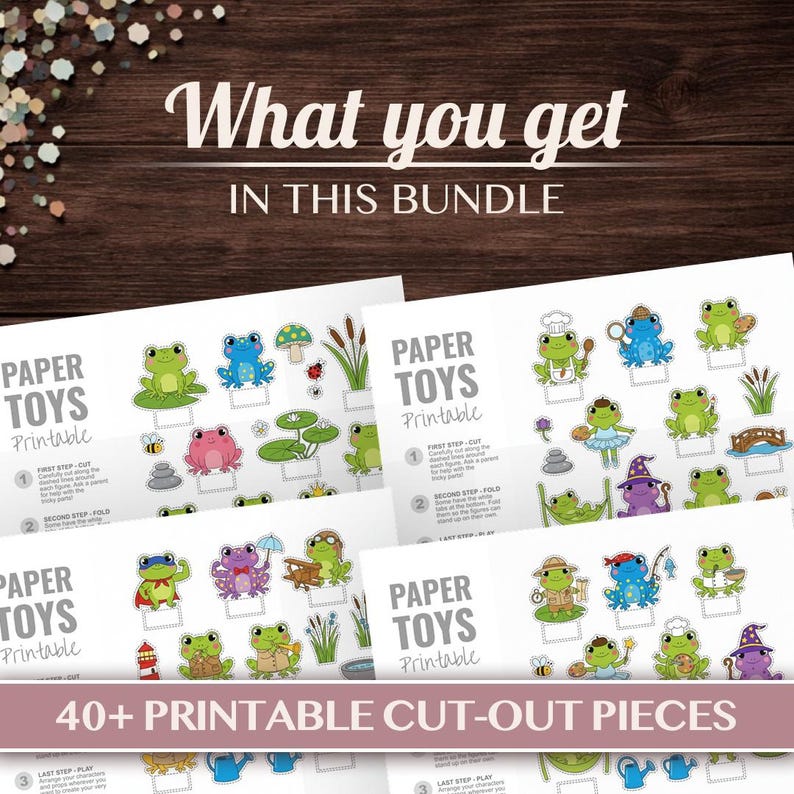 Cute Frogs Printable Paper Toy Bundle | Kids Craft Activity Cut Outs ...