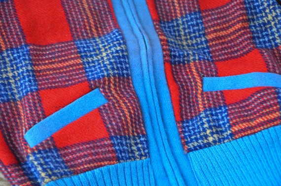 1950s Deadstock Wool Ricky Jacket Red & Blue Plaid Br… - Gem