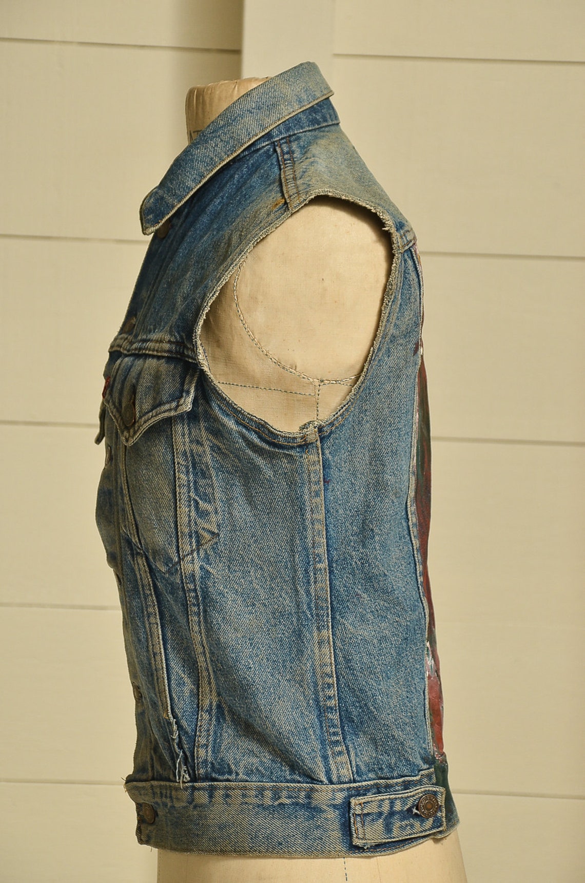 80s Levis Jean Vest Hand Painted Hesher Metal Vest | Etsy