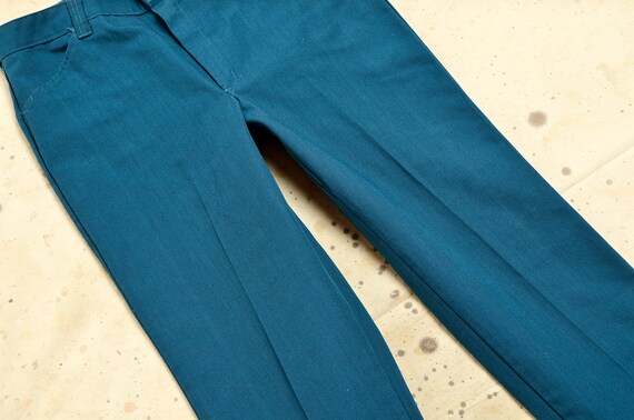 1960s Mod Woven Cotton Blue Tapered Cut Trousers 32 x… - Gem