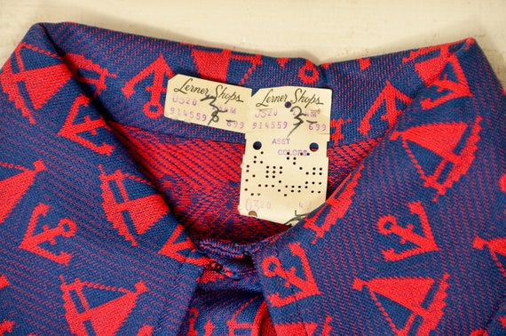 1970s Bodysuit Novelty Print Sail Boat Long Sleeve De… - Gem