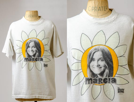 90s Marcia Brady Stanley Desantis Flower Face T Shirt - Gem