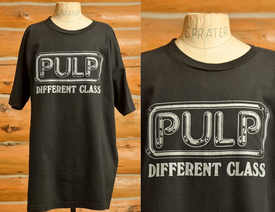 1995 Pulp Different Class Album Front and Back Print Black Cotton T ...