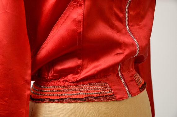 1970s T. Rex Marc Bolan Red Satin Bomber Jacket - Gem