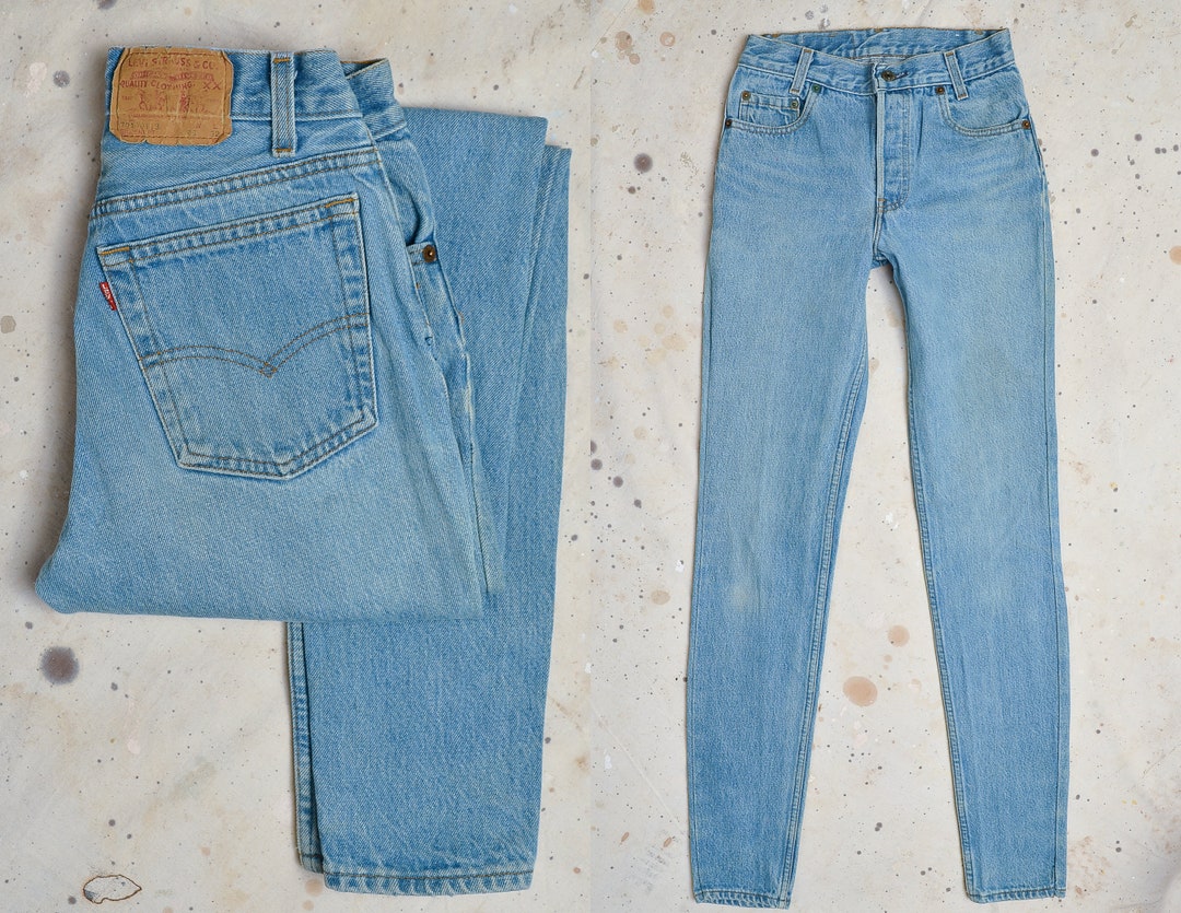 1980s Levis 701 Drain Pipe Made in USA Button Fly Blue Denim Punk Jeans ...