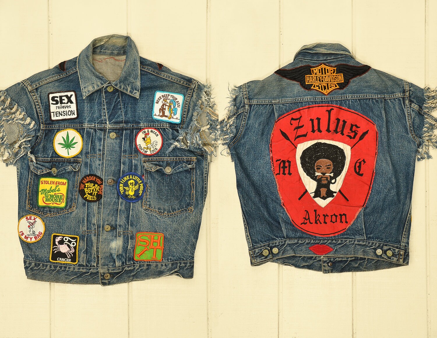 1960s Motorcycle Vest Zulus Black MC Club Levis Type 2 Big E | Etsy