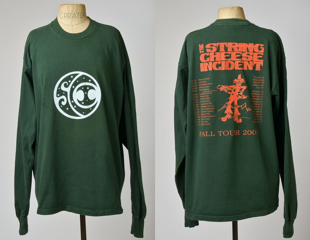 2001 String Cheese Incident Long Sleeve Fall Tour Green Cotton Promo T ...