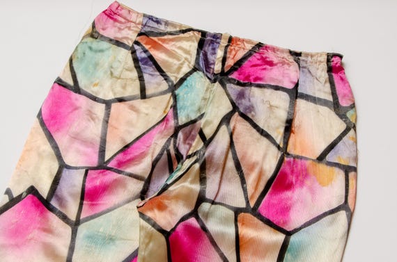 1920s Stained Glass Silk Theatre Pants Bohemian Trous… - Gem