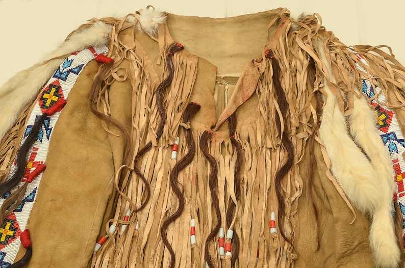 Vintage Native American Chief Jacket Hand Beaded with Hair | Etsy