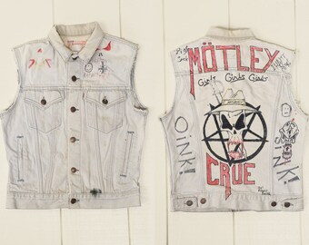 80s Levis Jean Vest Hand Painted Hesher Metal Vest | Etsy