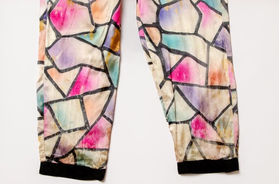 1920s Stained Glass Silk Theatre Pants Bohemian Trous… - Gem