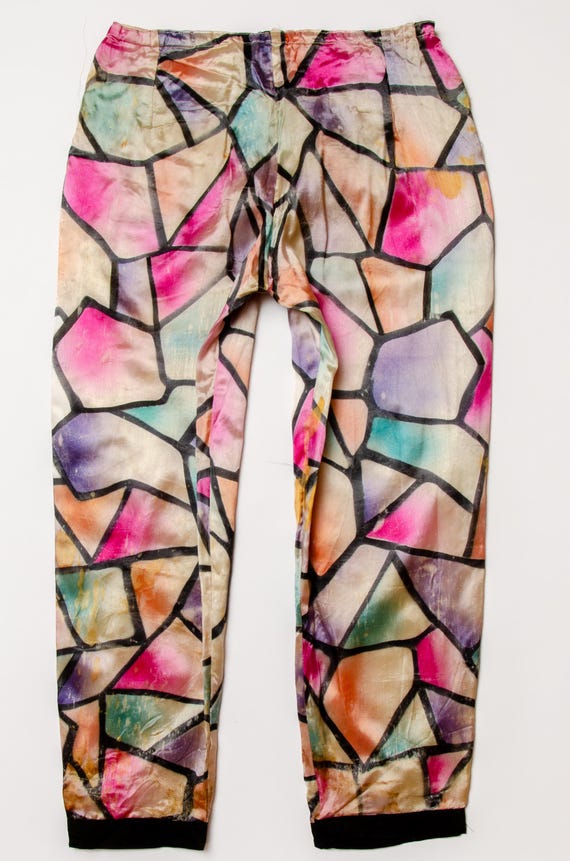 1920s Stained Glass Silk Theatre Pants Bohemian Trous… - Gem