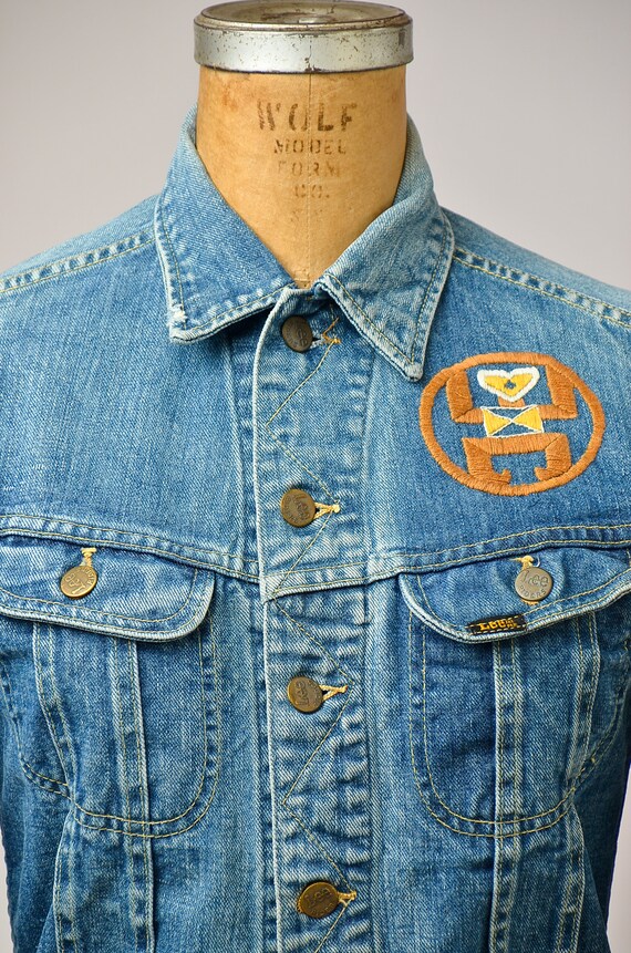 1960s Embroidered Lee Indigo Sanforized Denim Jean Ja… - Gem