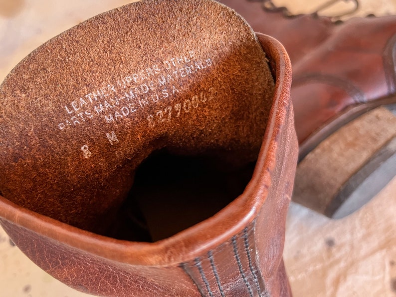 Vintage Stitched Packer Boots Tall Lace up Leather Stacked - Etsy