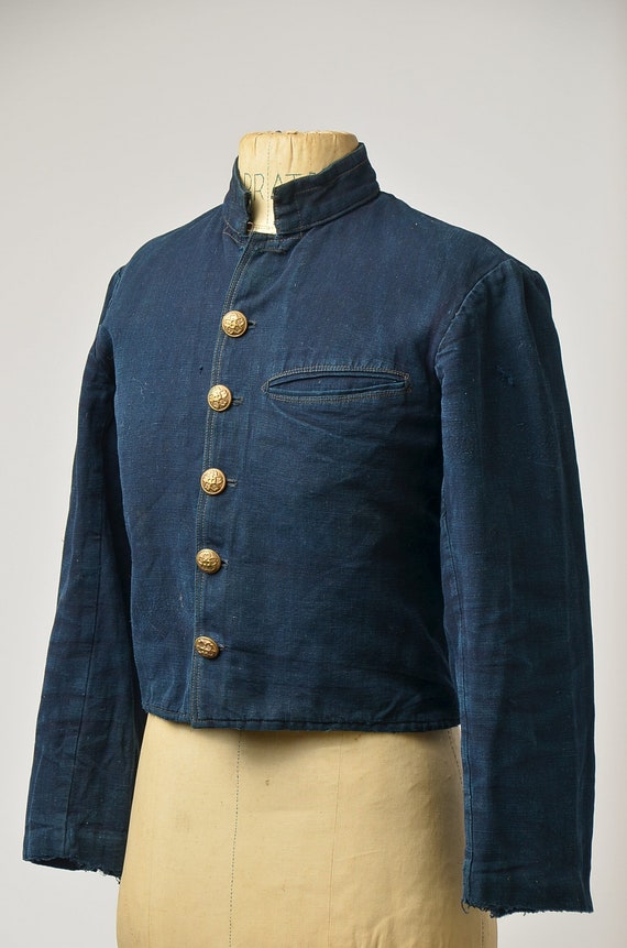 1940s Japanese Indigo School Uniform Crop Jacket - Gem
