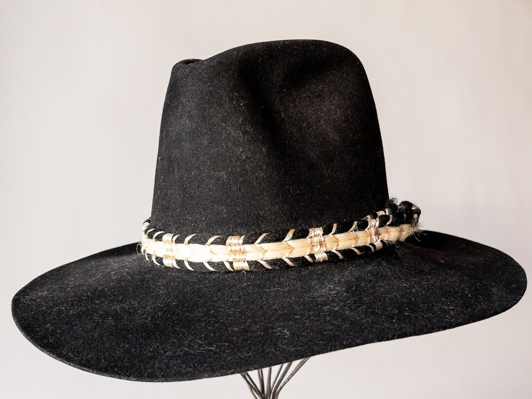 Vintage Black Western Hat High Brim W/ Braided Hat Band - Etsy