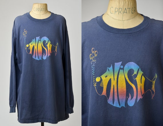 90 Phish Long Sleeve Classic Logo Blue Cotton T Shirt - Gem