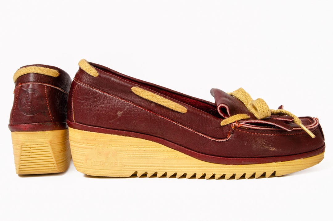 1970s Cherokee California Leather Wedge Platform Shoes 8 Deadstock - Etsy
