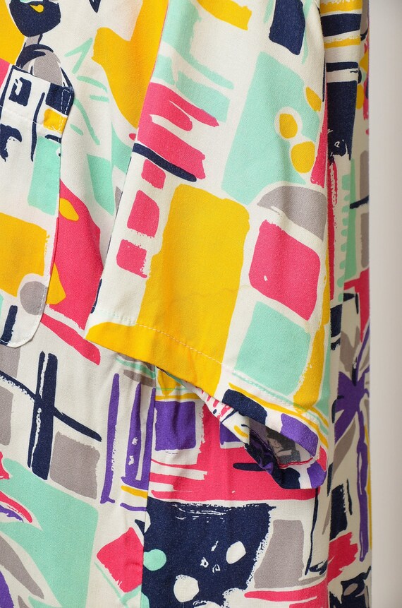 1980s Abstract African Drum Party Novelty Print Rayon… - Gem
