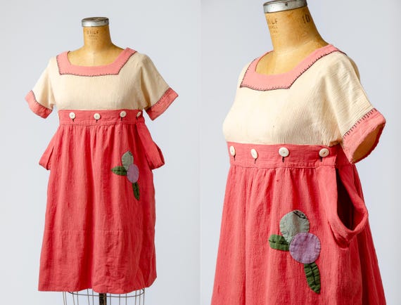 1920s Blueberry Picking Dress Bucket Pocket Girls Far… - Gem