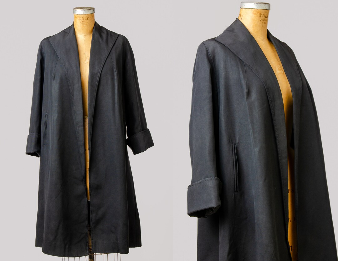 1950s Swing Coat Full Collar Rayon Mid Length Duster - Etsy