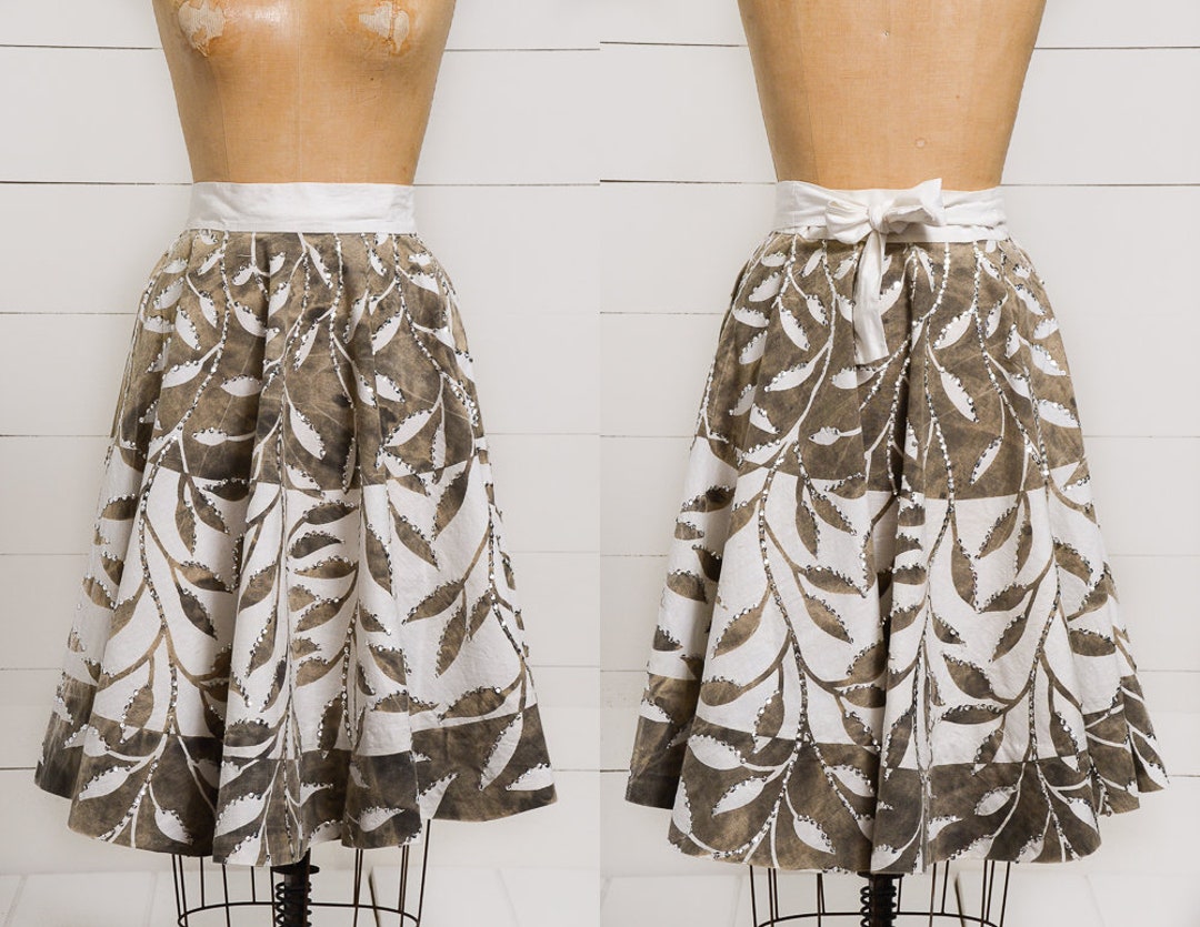 1950s Mexican Full Circle Skirt Rockabilly Silver Sequin Pinup Souvenir ...