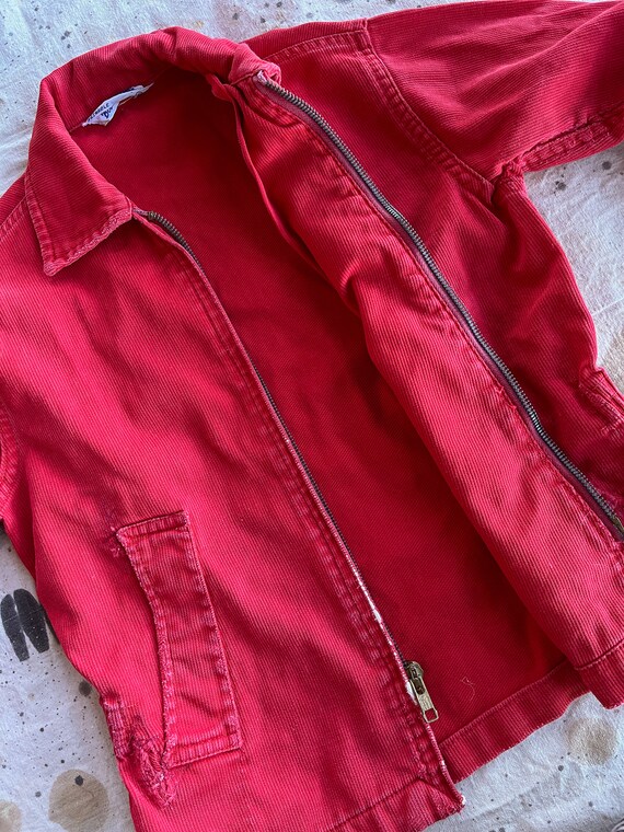 1960s Mod Kids Jacket Red Cotton Zip Up Jacket - Gem