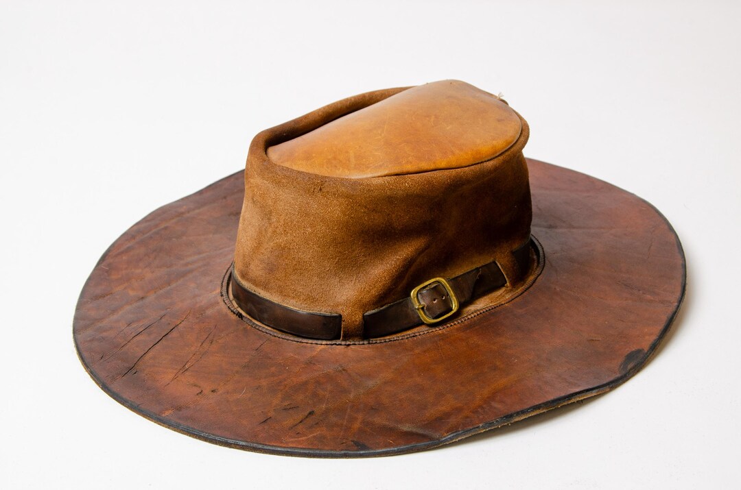 1960s Leather Hippie Hat Handmade Glam Wide Brim Sun Hat - Etsy
