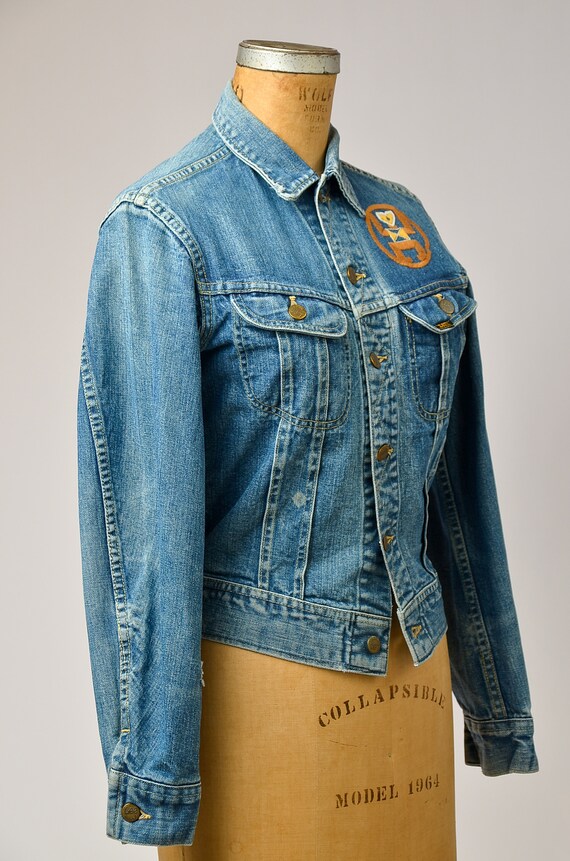 1960s Embroidered Lee Indigo Sanforized Denim Jean Ja… - Gem
