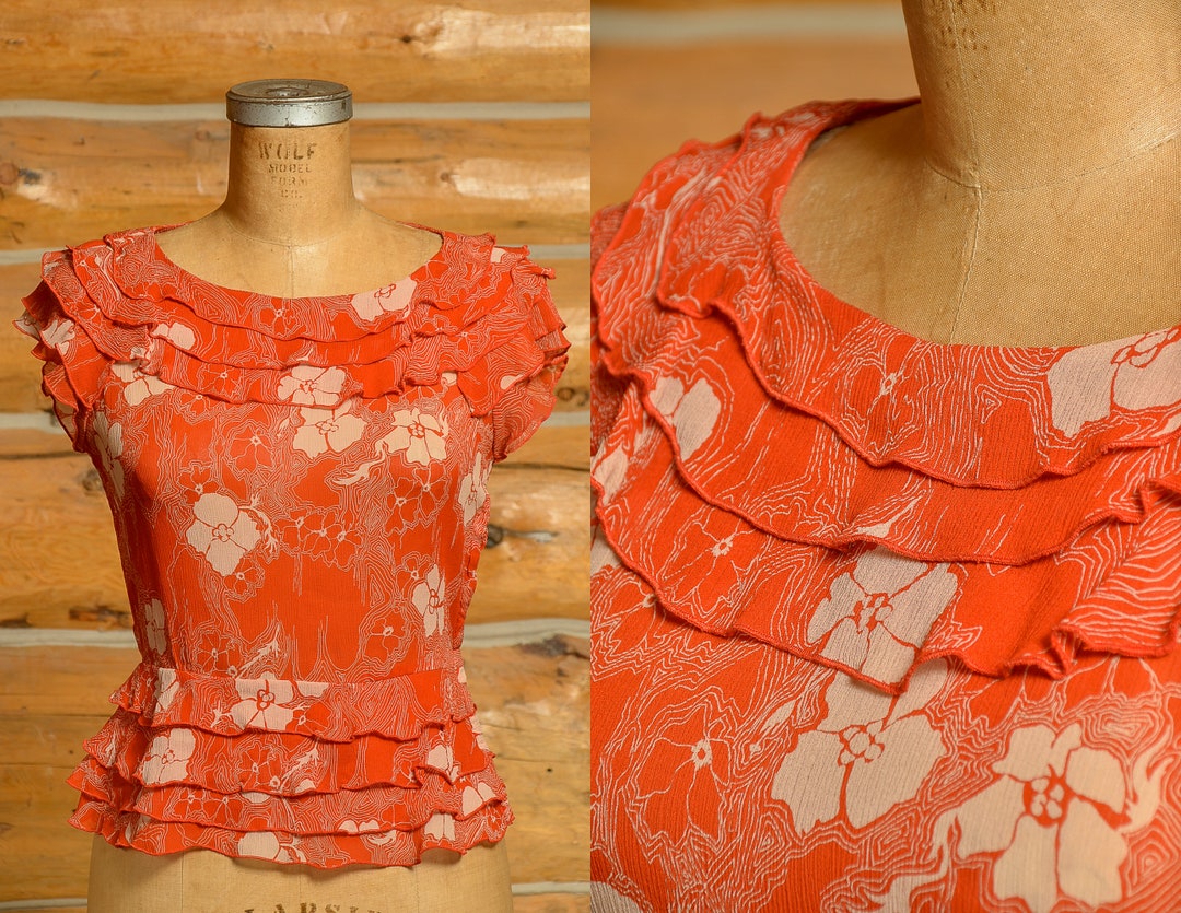 Vintage Silk Poppy Print Flapper Style Bohemian Blouse - Etsy