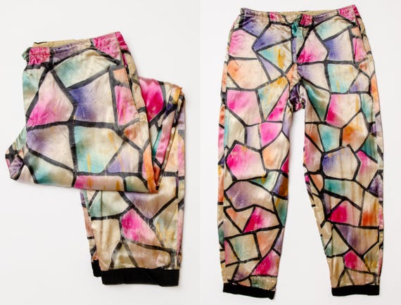 1920s Stained Glass Silk Theatre Pants Bohemian Trous… - Gem