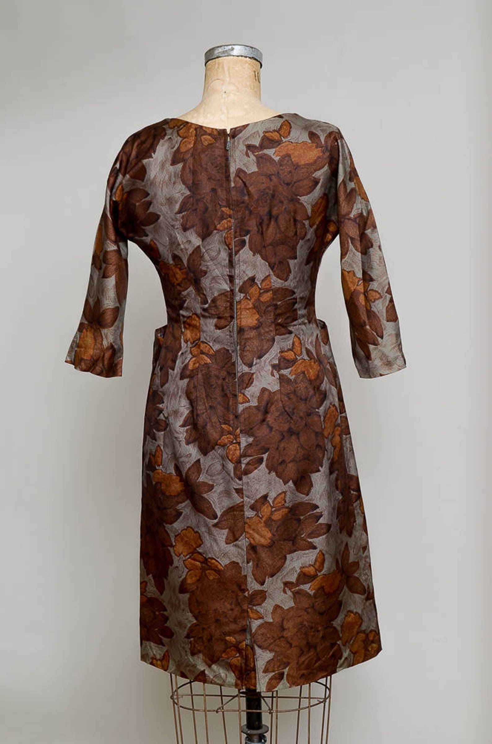 1950s Autumn Floral Harvest Scene Three Quarter Sleeve - Etsy