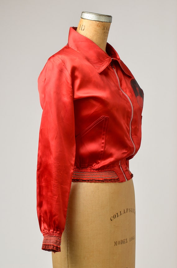 1970s T. Rex Marc Bolan Red Satin Bomber Jacket - Gem