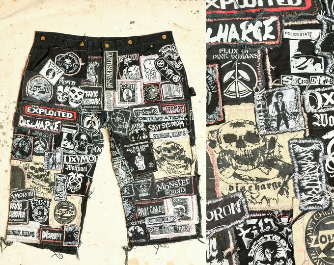 Vintage Crust Punk All Over Patches Canvas Cut off Shorts W 44 - Etsy
