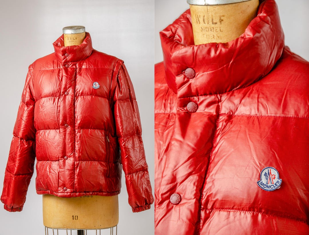Vintage Moncler Puffer Jacket Red Goose Down Quilted Puff Winter Jacket ...