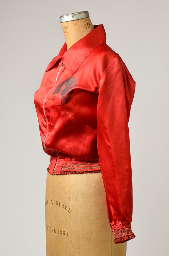 1970s T. Rex Marc Bolan Red Satin Bomber Jacket - Gem