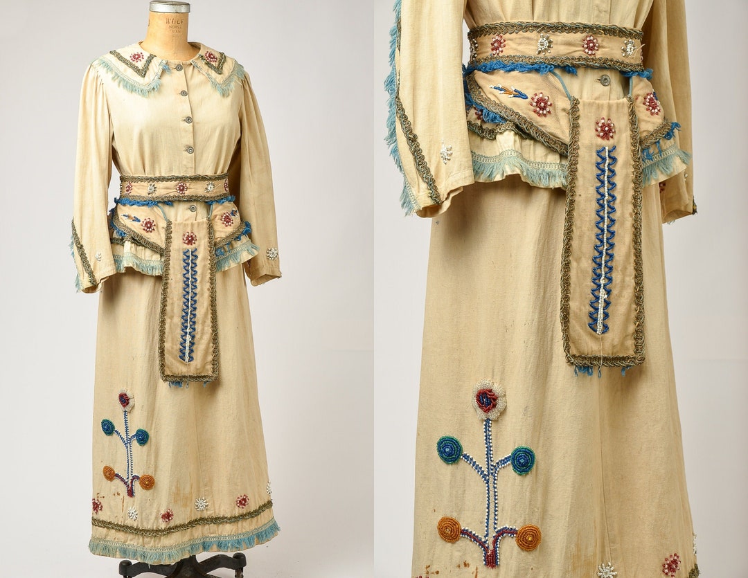 1800s Native American School Uniform Twill Cotton Hand Beaded Cree ...