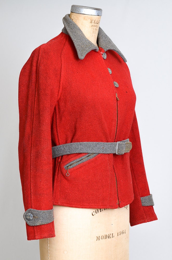 1930s Princeton School Jacket Crimson Wool Grommet Zip | Etsy