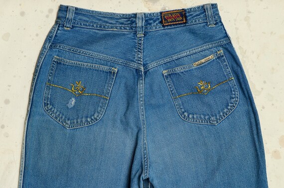 1980s Bon Bon Glam Jeans Embroidered Pockets High Wai… - Gem