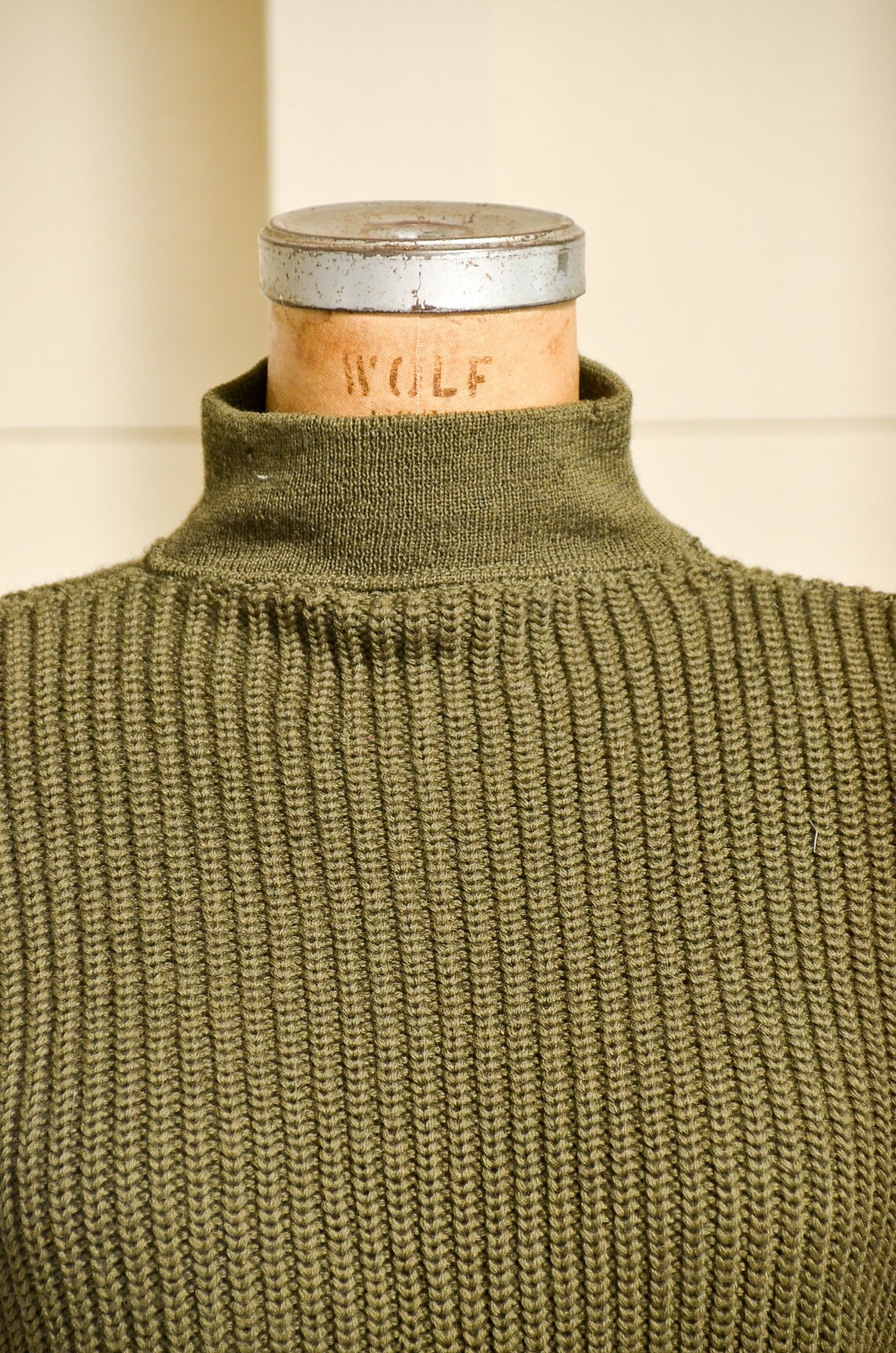 1940s Deck Wool Sweater Army Green Knit Mock Turtleneck Wwll | Etsy
